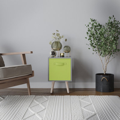 URBNLIVING 50cm Height Green Drawer Cube Grey Shelving Unit with ...