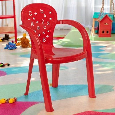 URBNLIVING 50cm Height Red Coloured Stackable Plastic Chairs for Kids ...