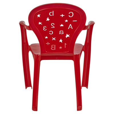 URBNLIVING 50cm Height Red Coloured Stackable Plastic Chairs for Kids ...