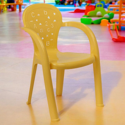 URBNLIVING 50cm Height Yellow Coloured Stackable Plastic Chairs for ...