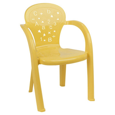 URBNLIVING 50CM HEIGHT YELLOW COLOURED STACKABLE PLASTIC CHAIRS FOR ...