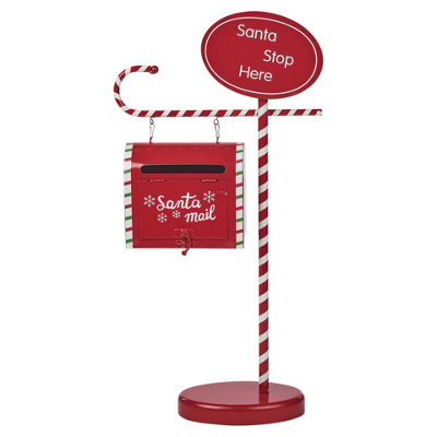 URBNLIVING 50cm Length Christmas Wood & Metal Letter Red Mail Box Santa ...