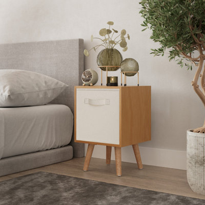 URBNLIVING 51cm Height Beech Wooden Cube Storage Bookcase Cream Inserts ...