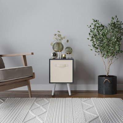 URBNLIVING 51cm Height Black Wooden Cube Storage Bookcase Cream Inserts ...