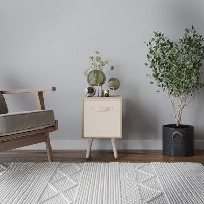 URBNLIVING 51cm Oak Wooden Cube Storage Bookcase Cream Inserts ...