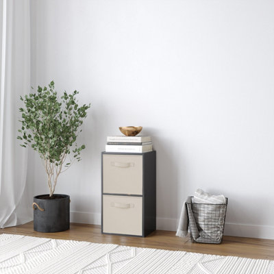 URBNLIVING 54cm Height 2 Cube Black Wooden Shelves Cubes Cupboard ...