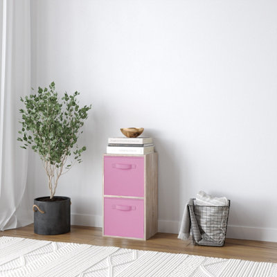 URBNLIVING 54cm Height 2 Tiers Antique Oak Wooden Shelves Cubes Storage ...