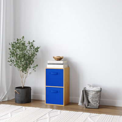 URBNLIVING 54cm Height 2 Tiers Beech Wooden Shelves Cubes Storage Units ...