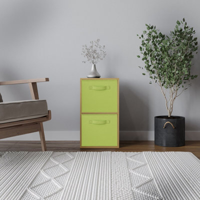 URBNLIVING 54cm Height 2 Tiers Beech Wooden Shelves Cubes Storage Units ...