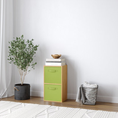 URBNLIVING 54cm Height 2 Tiers Beech Wooden Shelves Cubes Storage Units ...