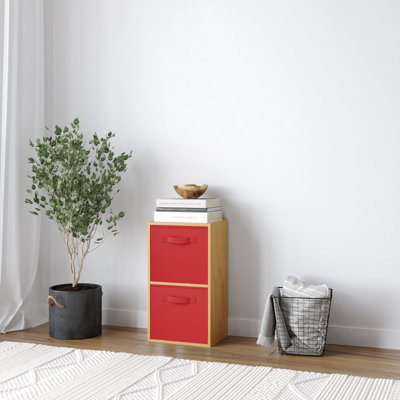 URBNLIVING 54cm Height 2 Tiers Beech Wooden Shelves Cubes Storage Units ...