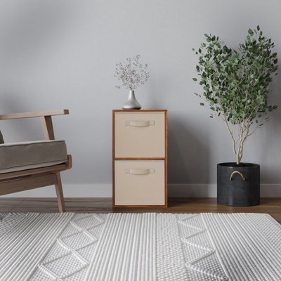 URBNLIVING 54cm Height 2 Tiers Teak Wooden Shelves Cubes Storage Units ...