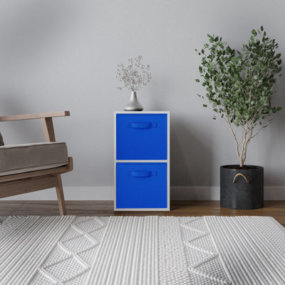 URBNLIVING 54cm Height 2 Tiers White Wooden Shelves Cubes Storage Units ...