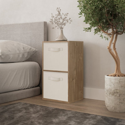 URBNLIVING 54cm Height Distressed Wood 2-Tier Cube Shelving Unit with ...