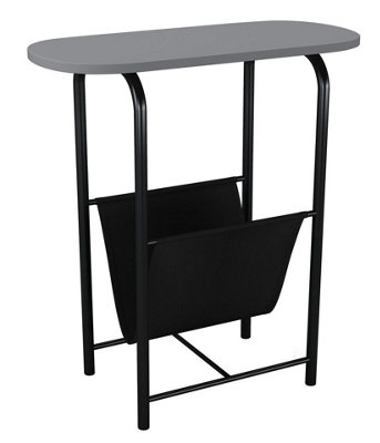 URBNLIVING 58cm Height Slim Oval Side End Grey Table with Magazine ...