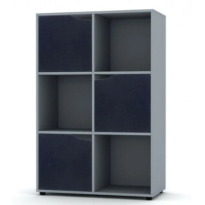 URBNLIVING 6 Cube Grey Wooden Bookcase Shelving Display Shelves Storage ...