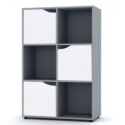 Buy URBNLIVING 6 Cube Grey Wooden Bookcase Shelving Display Shelves ...