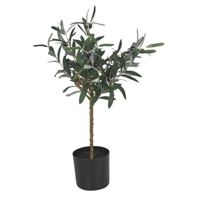 URBNLIVING 60cm Height 2 Pcs Artificial Olive Tree Plant Greenery in Pot Indoor Outdoor Home ...