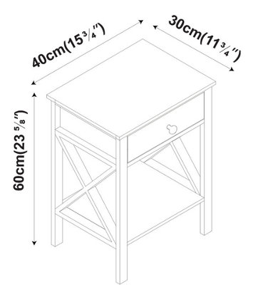 URBNLIVING 60cm Height 2 Pcs Grey Wooden 1-Drawer Bedside Sofa Side End ...