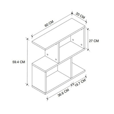 URBNLIVING 60cm Height 2-Tier Walnut Wooden Bookcase Side Unit Shelf ...