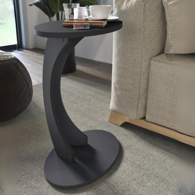 URBNLIVING 60cm Height Anthracite C-Shaped Sofa Side & Nesting Table ...