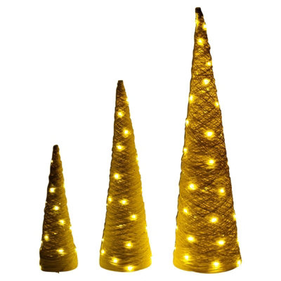 URBNLIVING 60cm LED Light Up Christmas Tree White with Glitter Single ...