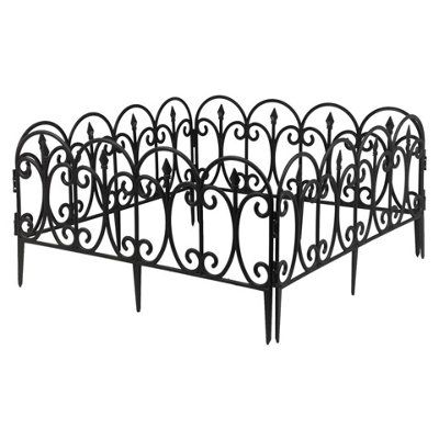 URBNLIVING 60cm length 24Pcs Black Flexible Garden Lawn Grass Interlock ...