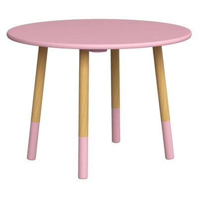 URBNLIVING 60cm Wooden Round Kids Pink Table Toddlers Small Children ...