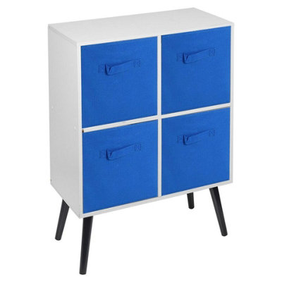 URBNLIVING 61cm Height 4 Cube White Wooden Bookcase with Pine Legs ...