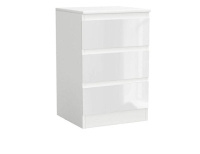 URBNLIVING 62cm Height Glossy 3 Drawers Bedside Cabinet Chest of ...