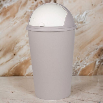 URBNLIVING 62cm Height Grey Colour 25L Push Can Bin Swing Top Lid ...