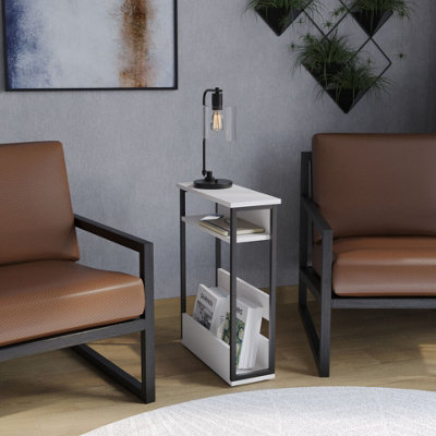 URBNLIVING 63cm Height White 3 Tier Slim Coffee Side Table Newspaper ...