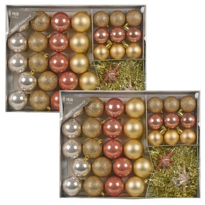 URBNLIVING 64 Traditional Christmas Tree Decoration Baubles Balls Set ...
