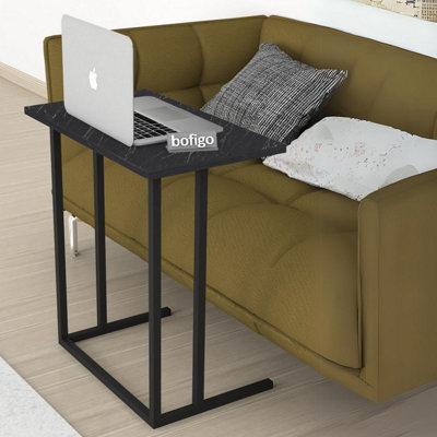 URBNLIVING 66cm Height Black Marble Wood Laptop Table, Home Office ...