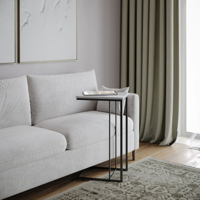 URBNLIVING 67CM HEIGHT WHITE C SHAPED LIVING ROOM BEDSIDE METAL FRAME ...