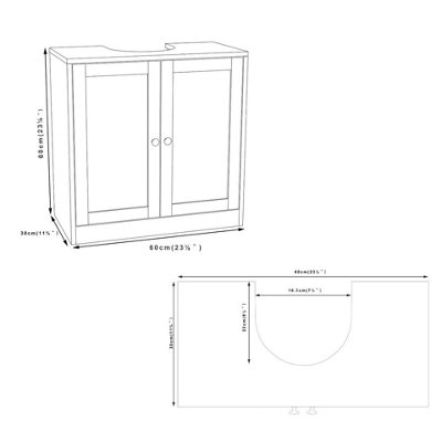 URBNLIVING 69cm Length 3Pc Bathroom Wood Unit Under Sink Cabinet Mirror ...