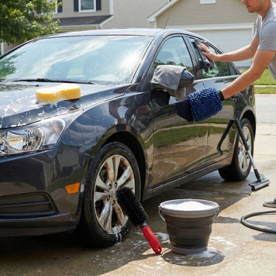 URBNLIVING 7 Piece Car Cleaning Kit Bucket Sponge Wash Brush Auto ...
