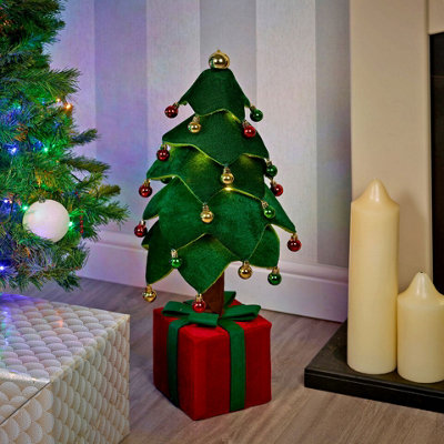 URBNLIVING 70cm Height Collapsible Soft Plush Christmas Tree with LED ...