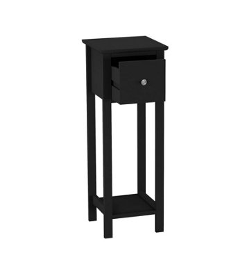 URBNLIVING 70cm Height Slim Bedside Nightstand Black Table 1 Storage ...