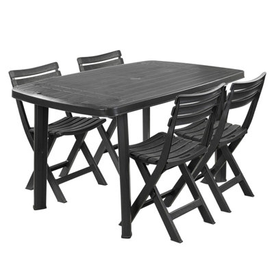 URBNLIVING 72cm Height Large Collapsible Table With 4 Folding Chairs ...