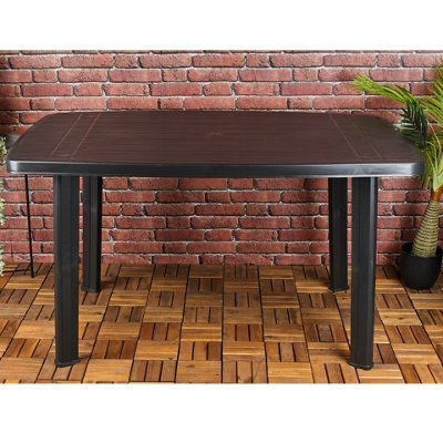 URBNLIVING 72cm Height Rectangle Collapsible Garden Table Plastic Patio ...