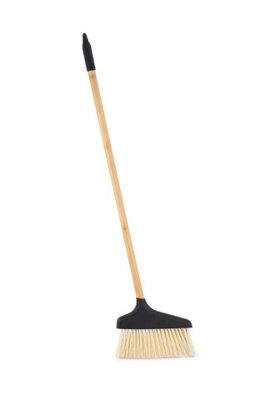 URBNLIVING 73CM HEIGHT LONG HANDLED BAMBOO TUBE FLOOR DUST PAN & BROOM ...