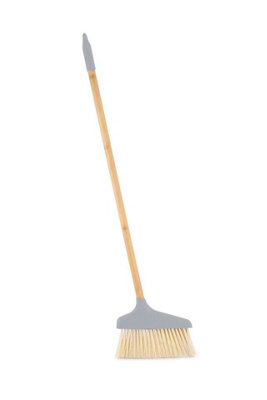 URBNLIVING 73CM HEIGHT LONG HANDLED BAMBOO TUBE FLOOR DUST PAN & BROOM ...