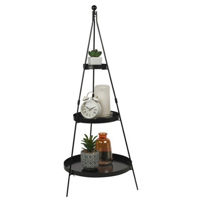 URBNLIVING 73cm Tall 3 Tier Black Metal Pyramid Rack Display Stand ...