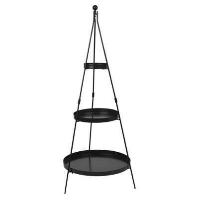 URBNLIVING 73cm Tall 3 Tier Black Metal Pyramid Rack Display Stand ...