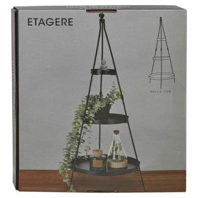 URBNLIVING 73cm Tall 3 Tier Black Metal Pyramid Rack Display Stand ...