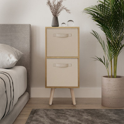 URBNLIVING 74cm Height Warm Oak 2-Tier 2-Drawer Beige Cube Shelving ...