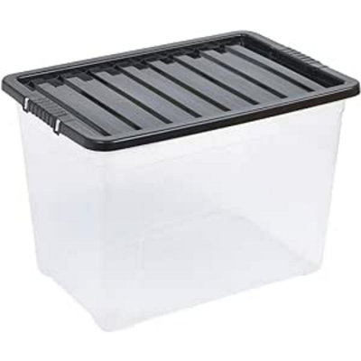 URBNLIVING 75 Litre Black Container Plastic Storage Box With Clip Lid ...