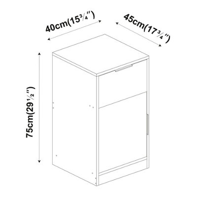 URBNLIVING 75cm Height Office Under Desk Storage Cabinet with 1 Drawer ...