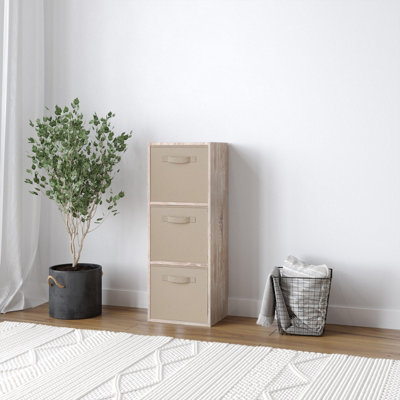 Buy URBNLIVING 80cm Height 3 Cube Antique Oak Wooden Shelves Cubes ...